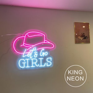 Cowgirl Hat LED Neon Sign: Let's Go Girls, Bachelorette Party Decor - Etsy