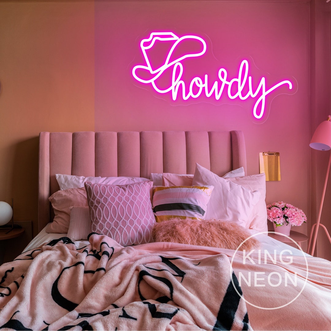 Howdy Cowboy Hat Neon Sign Custom Western Cowgirl LED Neon Light Wall ...