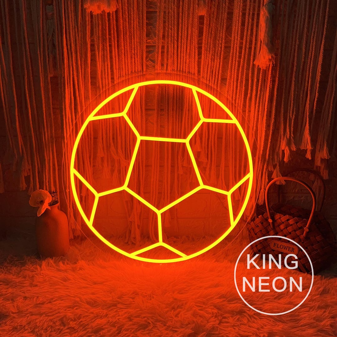 Soccer Ball LED Neon Sign, Custom Football Boy's Bedroom Neon Light ...