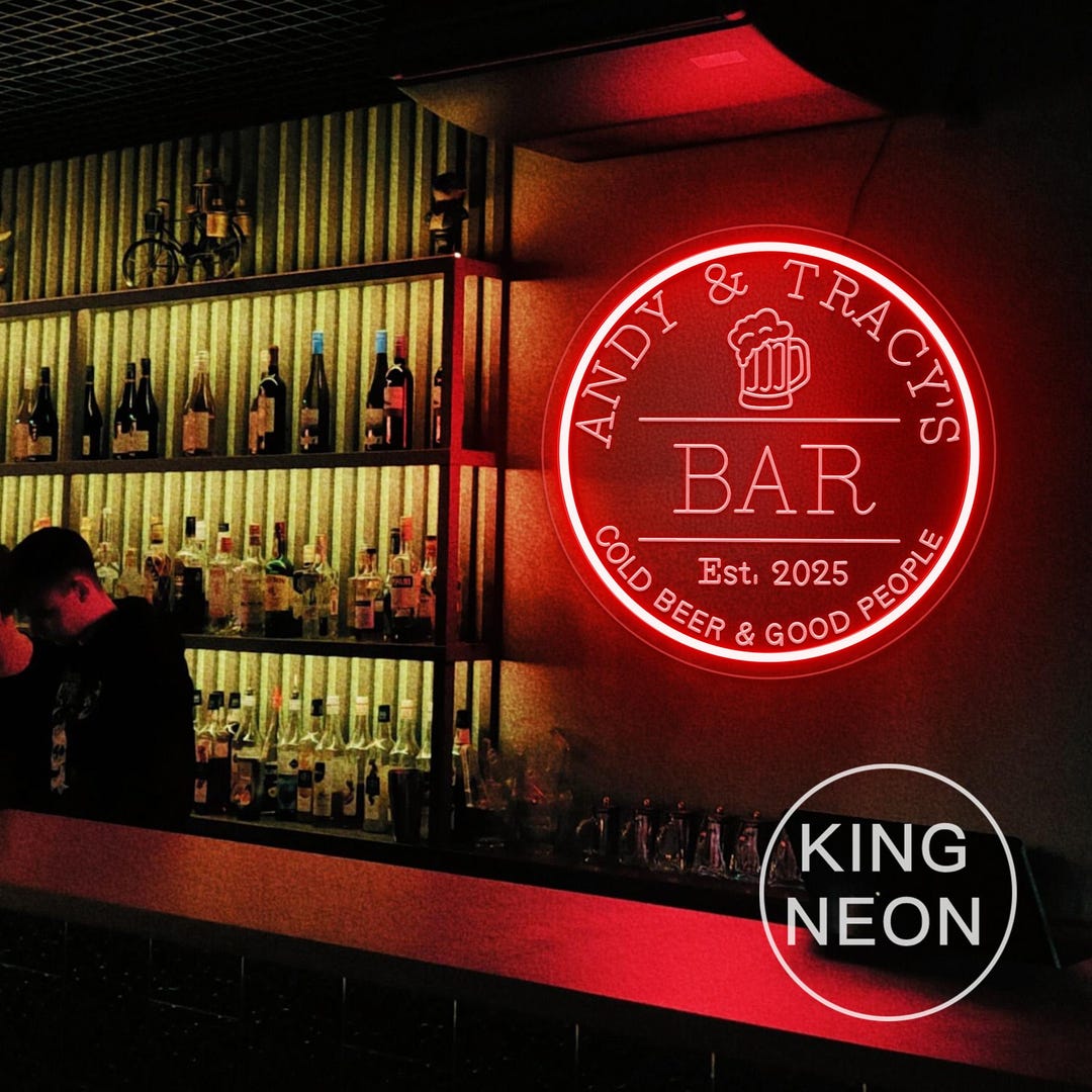 Custom Beer Bar Neon Sign, USB Engraved Home Bar LED Neon Light Wall ...