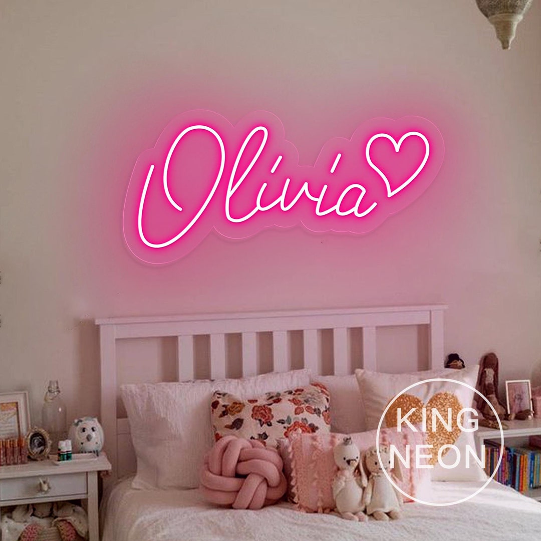 Custom Neon Name Sign for Kids, Pink Girl's Bedroom Nursery Dorm LED ...