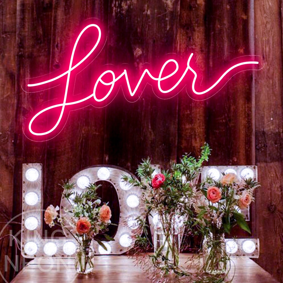 Lover Neon Sign: Custom LED Light, Wedding Decor - Etsy