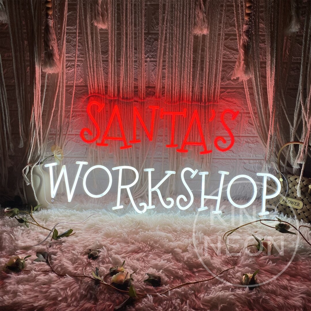 Santa's Workshop Neon Sign, Custom Christmas Workshop Neon Light Decor ...