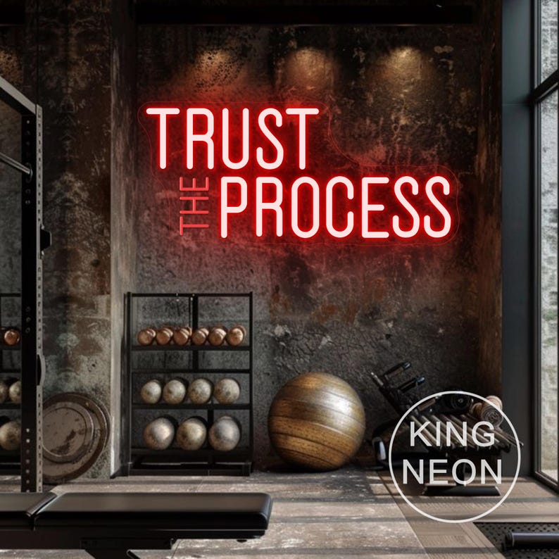 Trust the Process Neon Sign, Custom Home Gym LED Light, Gym ...