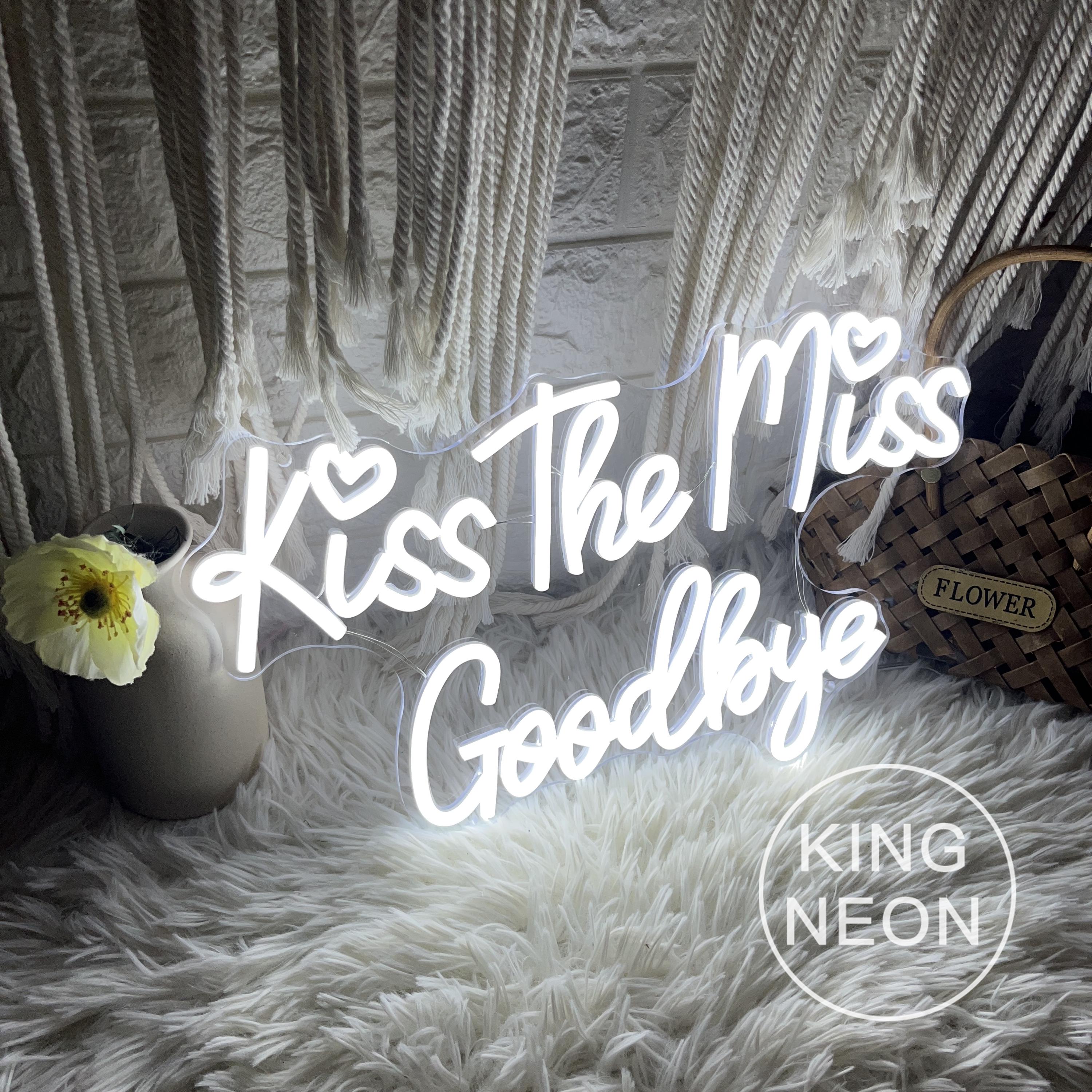 Kiss the Miss Goodbye Neon Sign, Custom Bridal Shower Party LED Neon ...