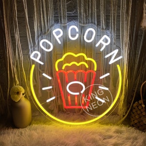 Popcorn Neon Sign Custom Popcorn LED Neon Light Snack Shop Neon Decor ...