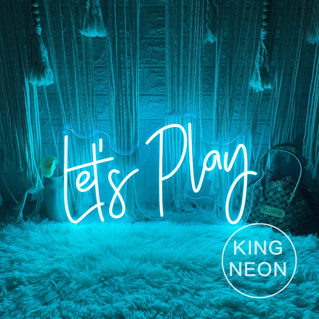 Let's Play Neon Sign, Custom Playroom Game Room LED Neon Light Wall ...
