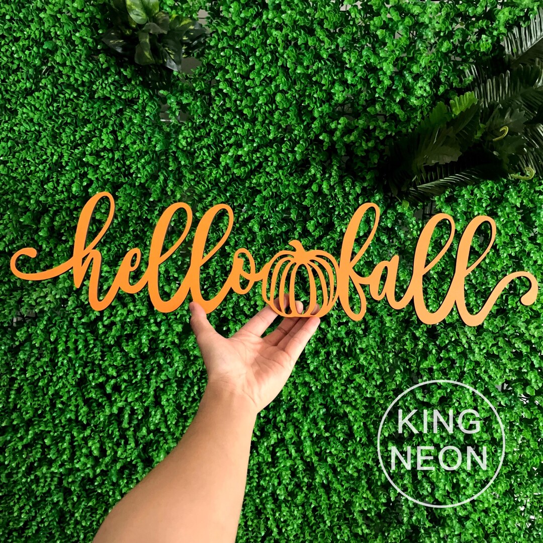 Hello Fall Pumpkin Wood Sign, Custom Fall Autumn Home Decor Farmhouse ...