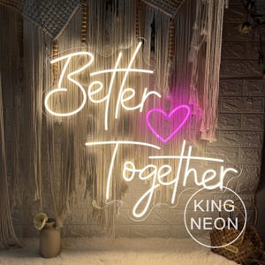 Better Together Heart Neon Sign, Custom Wedding LED Neon Light ...