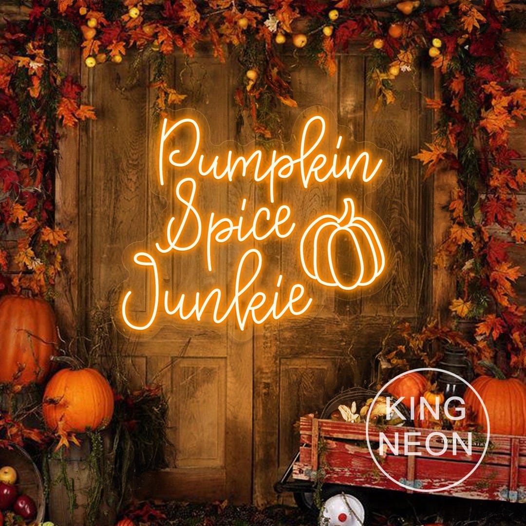 Pumpkin Spice Junkie Neon Sign, Custom Fall Autumn Home Decor Neon ...