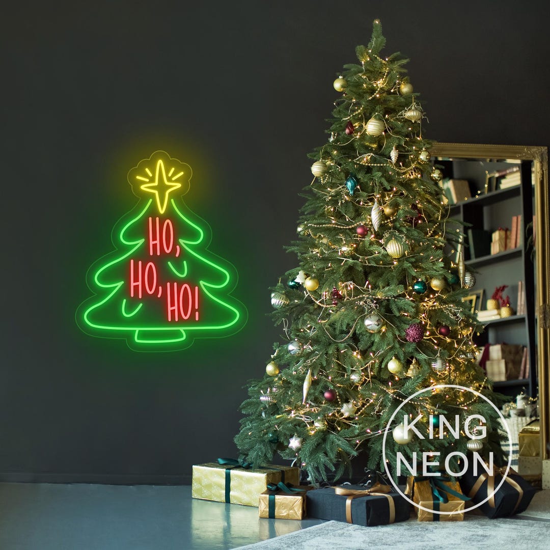 Ho Ho Ho! Neon Sign, Custom Christmas Tree LED Neon Light Sign ...