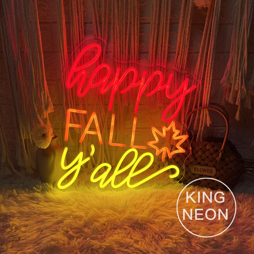 Happy Fall Y’all Leaves LED Neon Sign, Custom Fall Autumn Home Decor ...