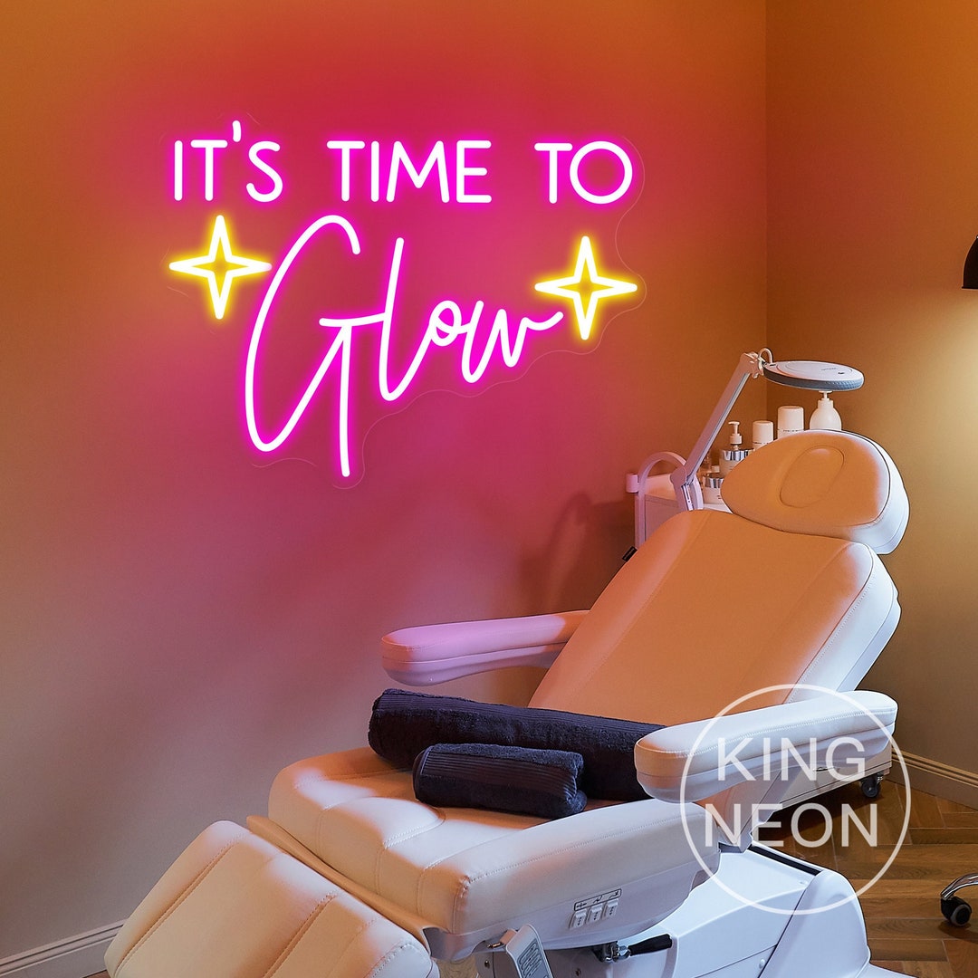 It's Time to Glow Star Neon Sign, Custom Girl Glow Party Quote LED Neon ...