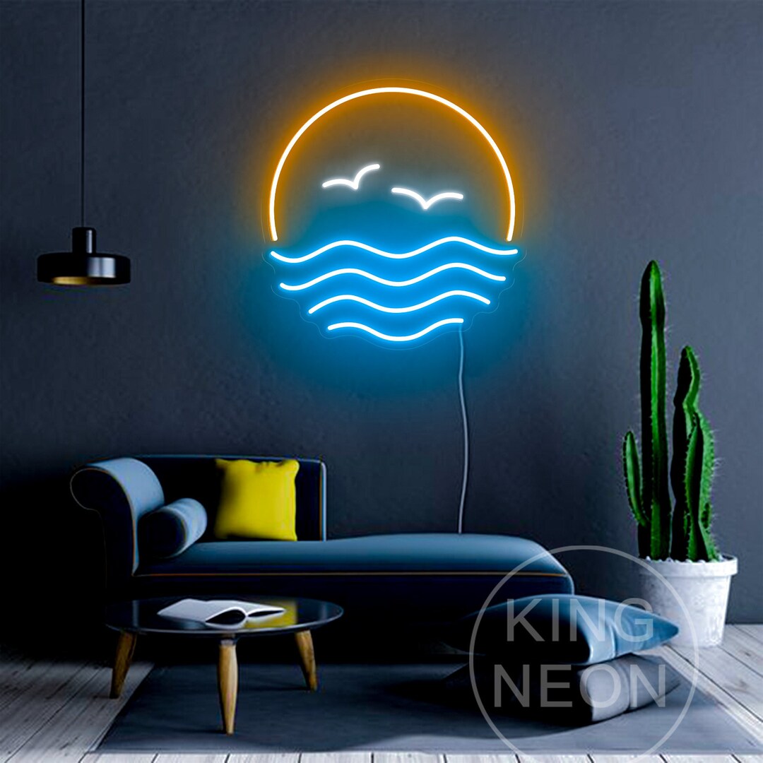 Sunset Over Sea Neon Sign: Modern Wall Art Decor - Etsy