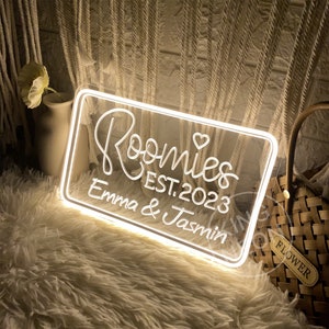 Roomies Neon Sign,personalized Roomate Name Sign,wall Decor for College ...