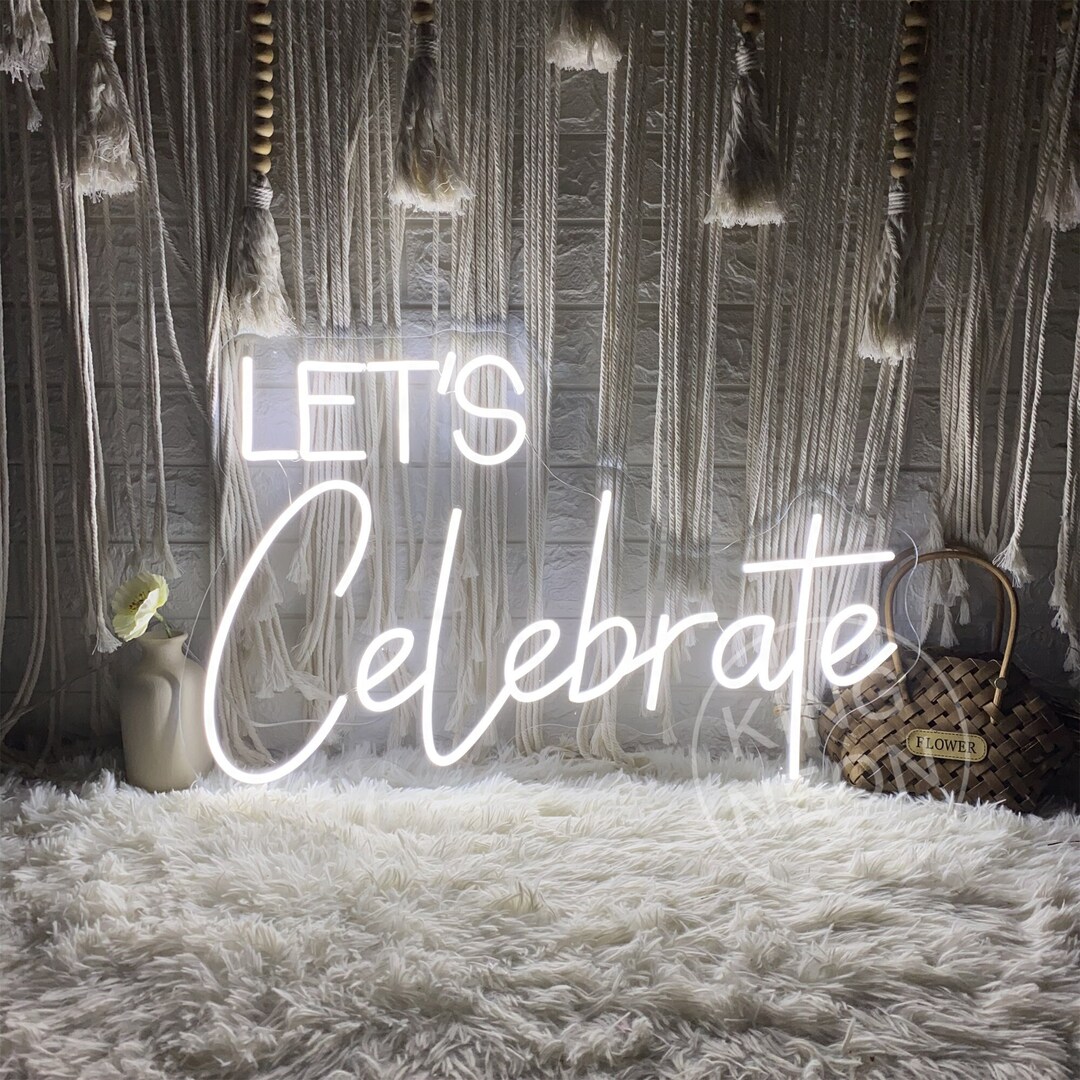 Let's Celebrate Neon Sign: Custom Party Wall Decor - Etsy
