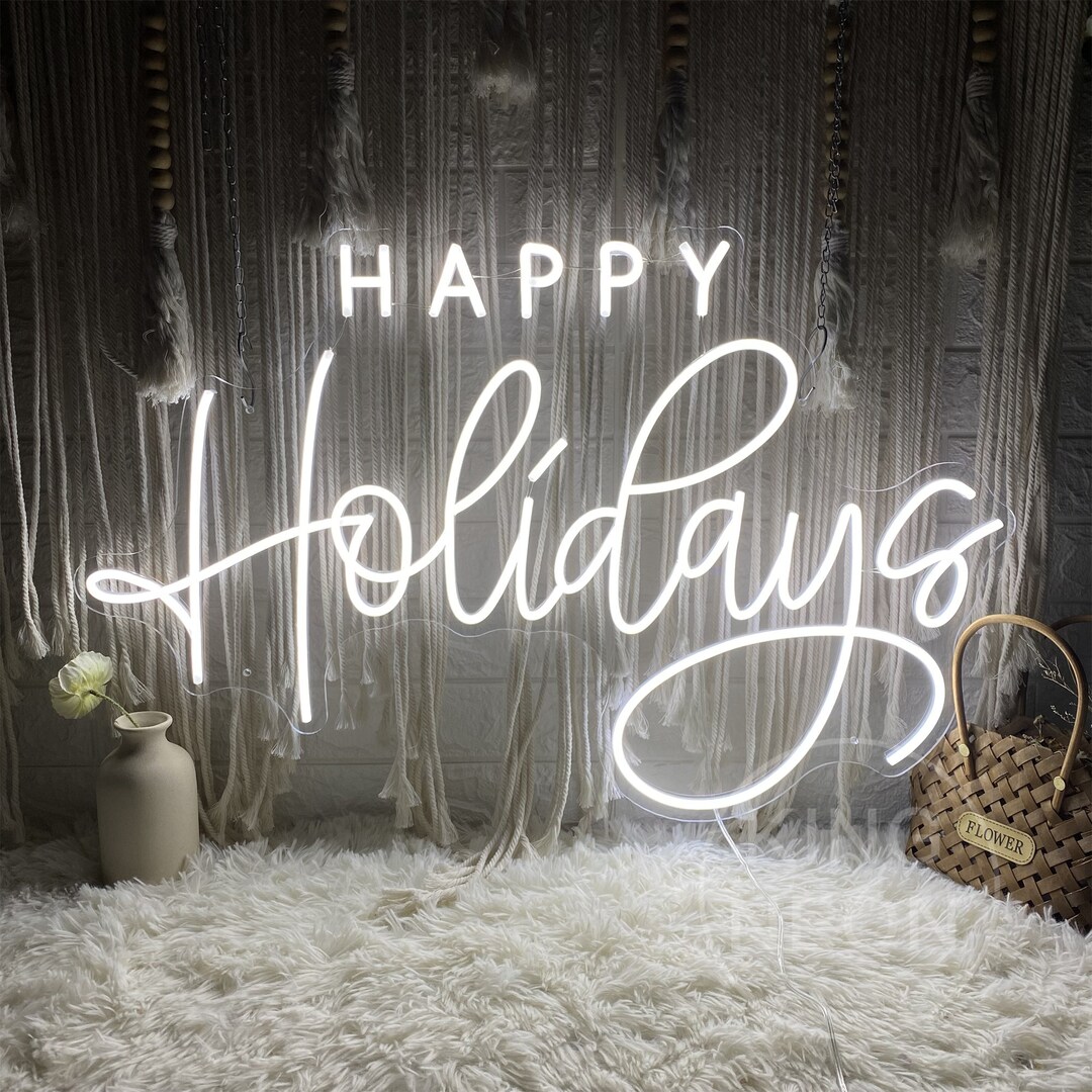 Happy Holiday Neon Sign Custom Neon Light Christmas New Year Festival ...