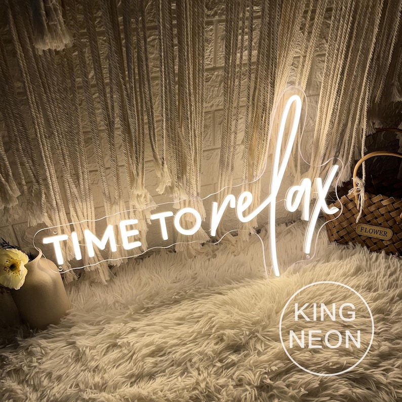 Time to Relax Neon Sign, Custom Bathroom Decor LED Neon Light Bedroom ...