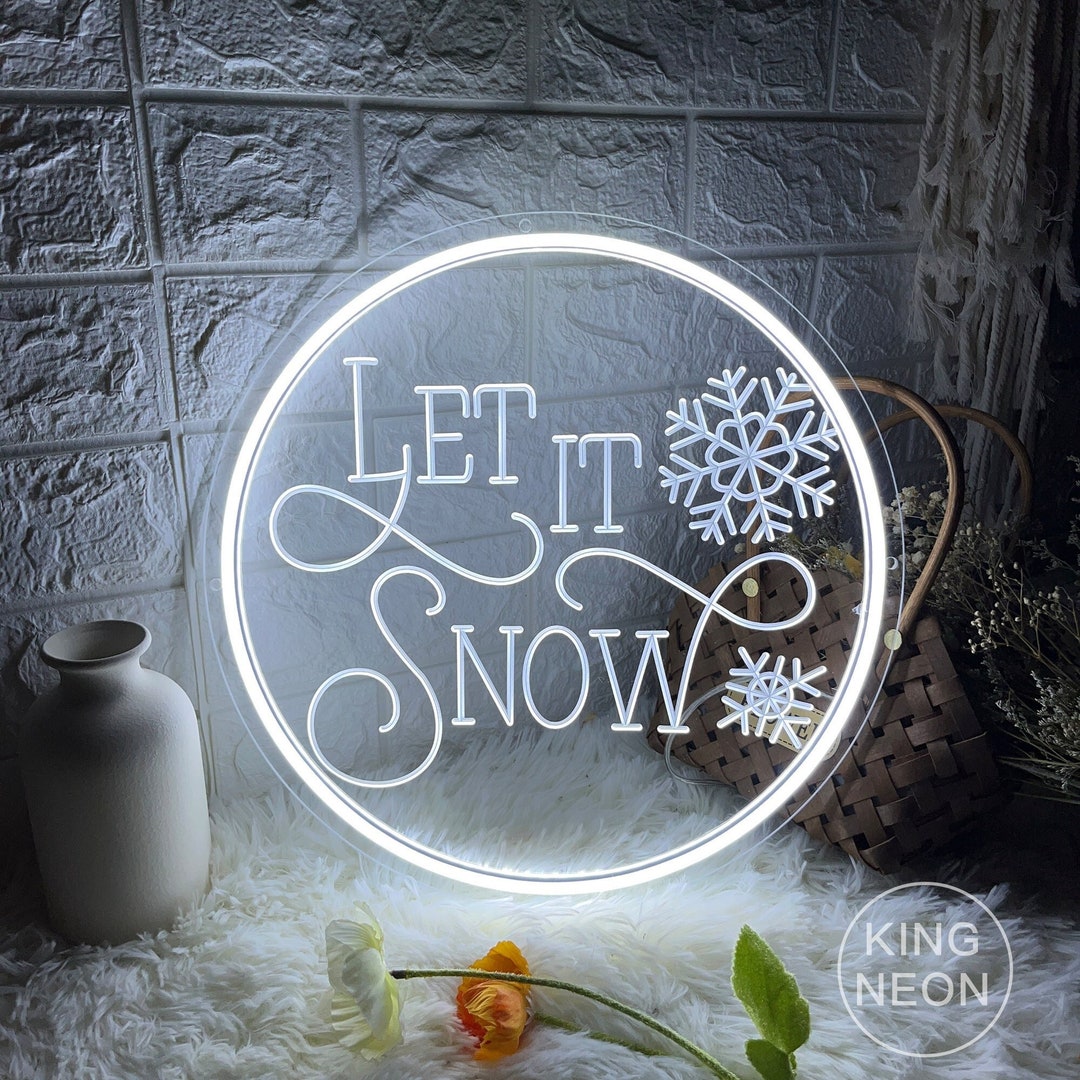 Let It Snow Neon Sign, USB Engraved Custom Snow Winter Season LED Neon ...