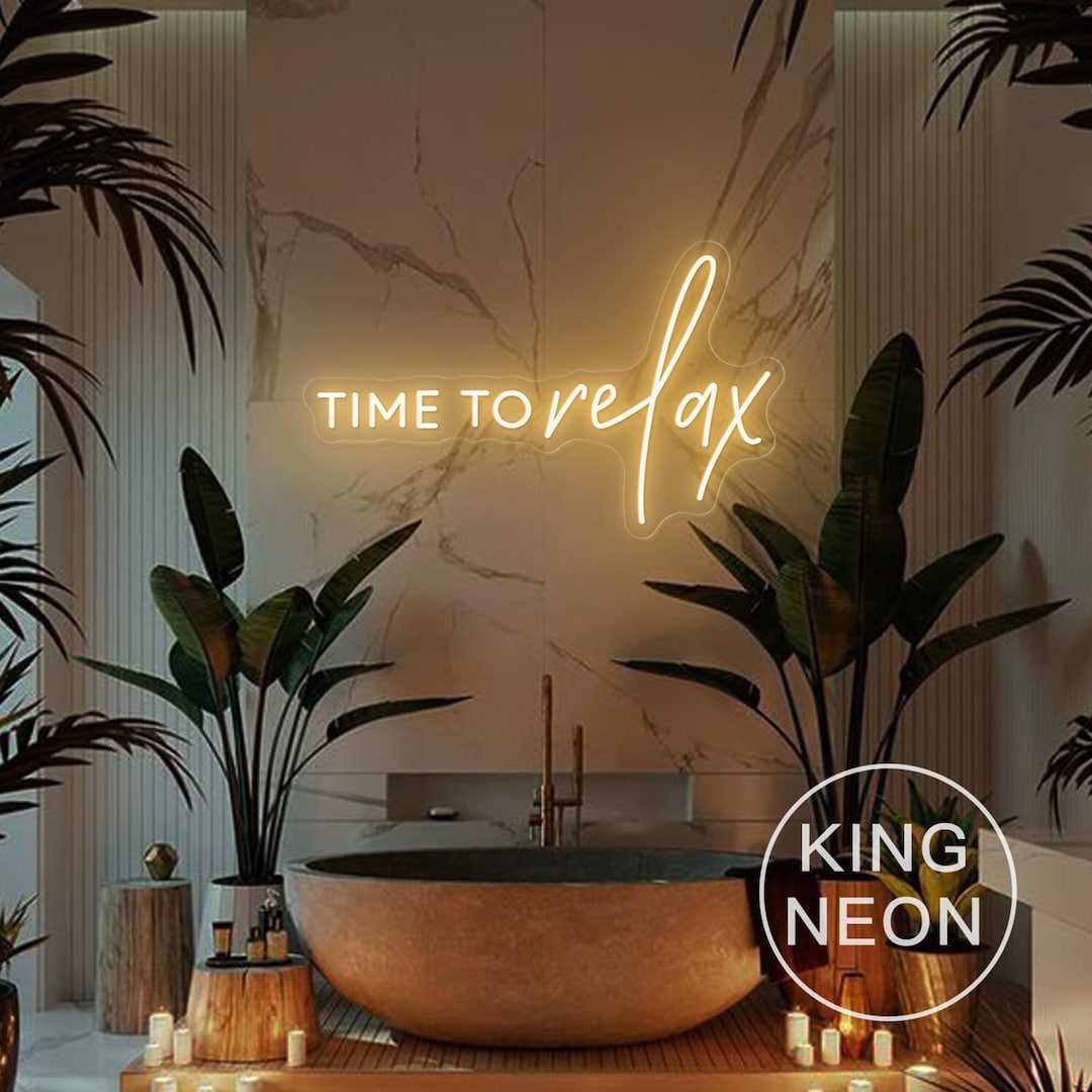 Time to Relax Neon Sign, Custom Bathroom Decor LED Neon Light Bedroom ...