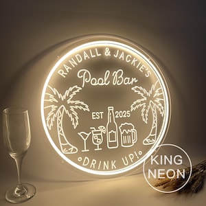 Custom Pool Bar Neon Sign,usb Engraved Beachside Bar LED Neon Light ...