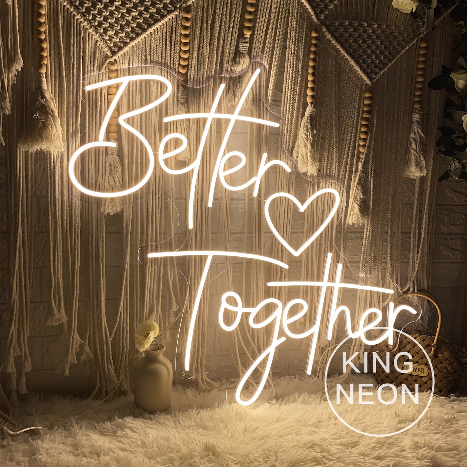 Better Together Heart Neon Sign, Custom Wedding LED Neon Light ...