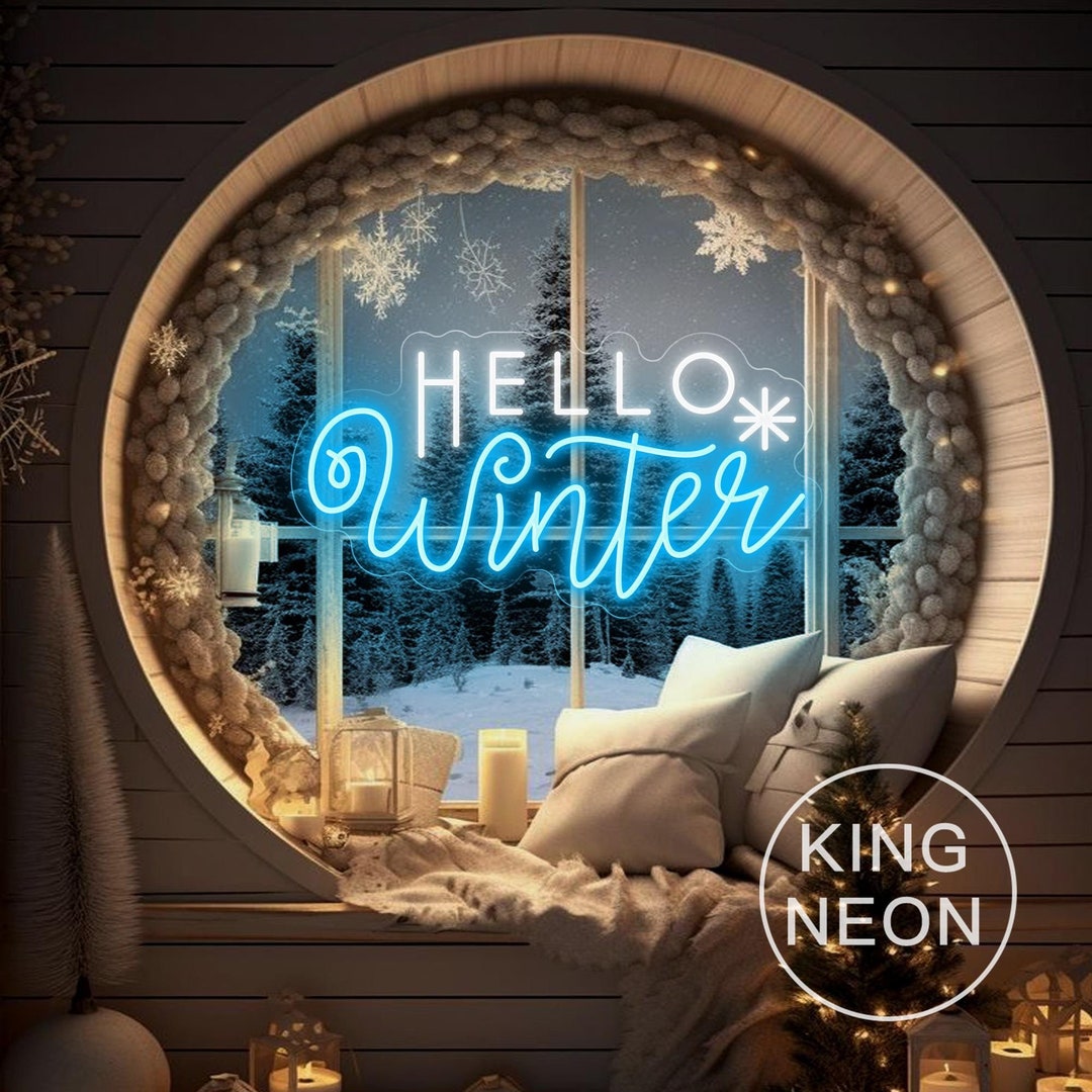 Hello Winter Snowflake Neon Sign, Custom Winter Season LED Neon Light ...