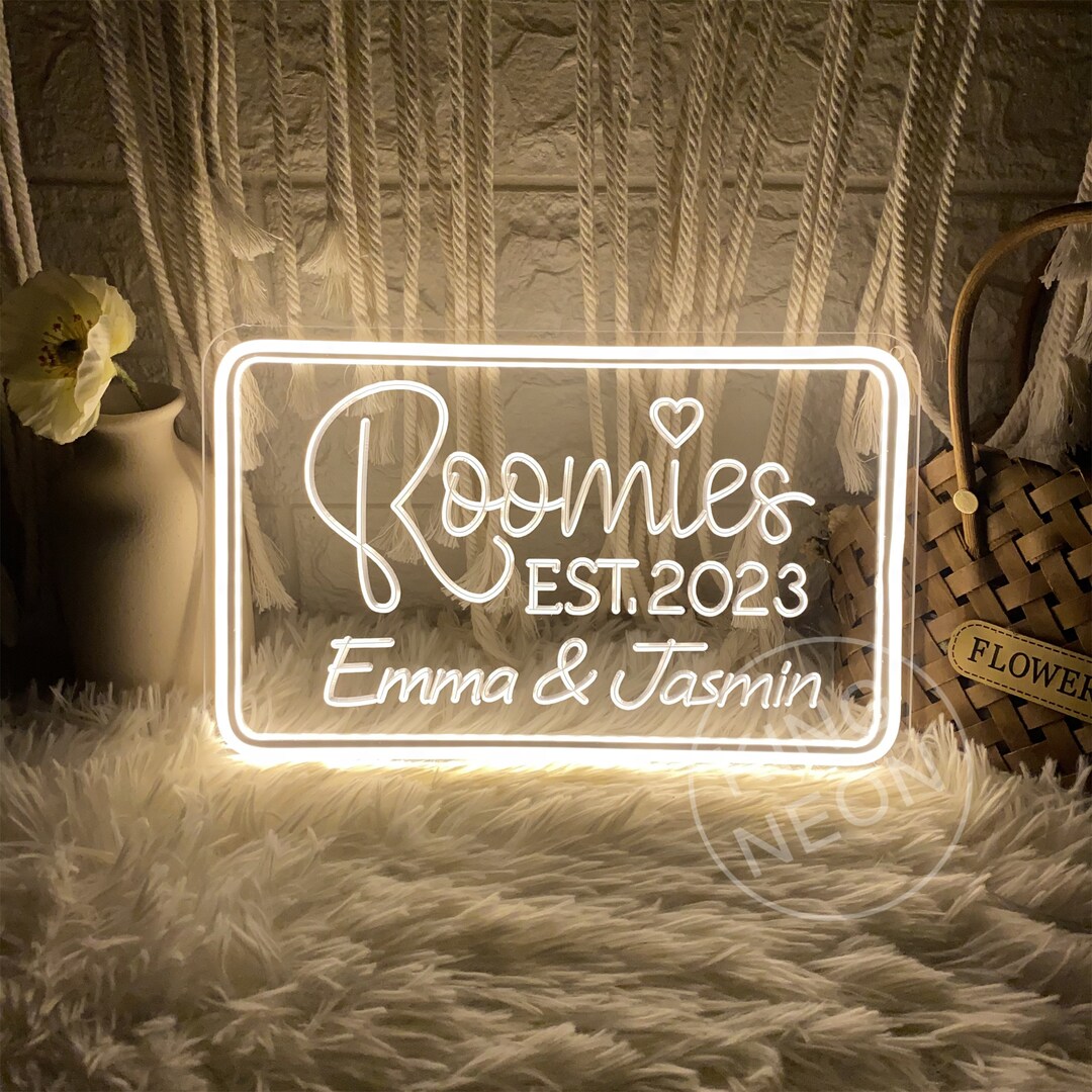 Roomies Neon Sign,personalized Roomate Name Sign,wall Decor for College ...