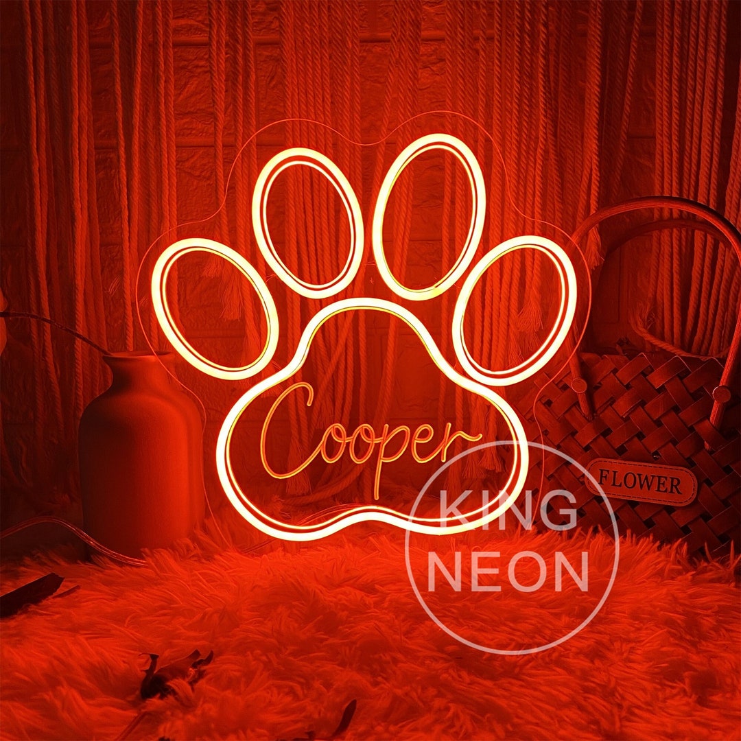 Custom Pet Name Neon Sign: Paw Shape Table Light Decor - Etsy