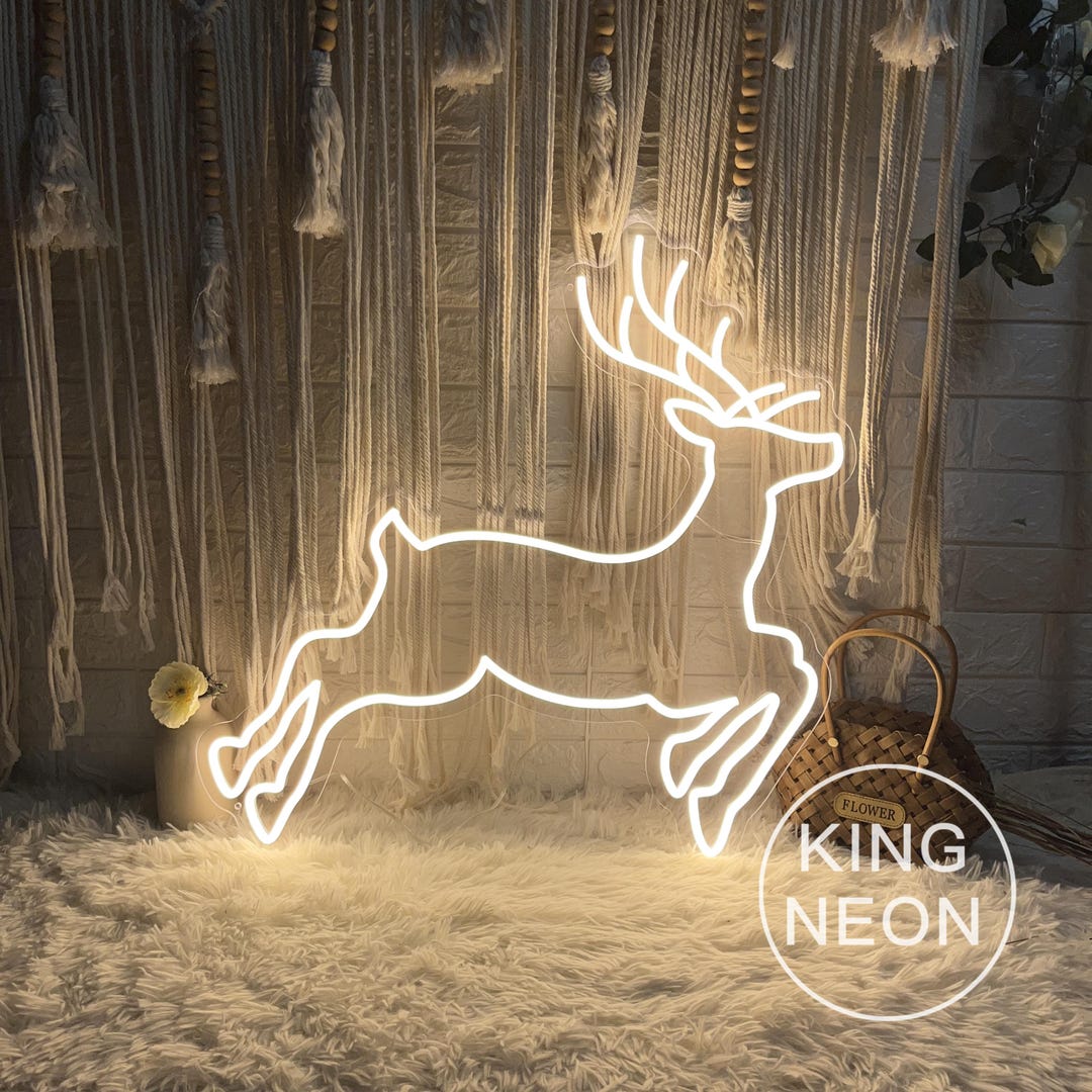 Christmas Deer Neon Sign, Custom Christmas Elk Reindeer Moose LED Neon ...