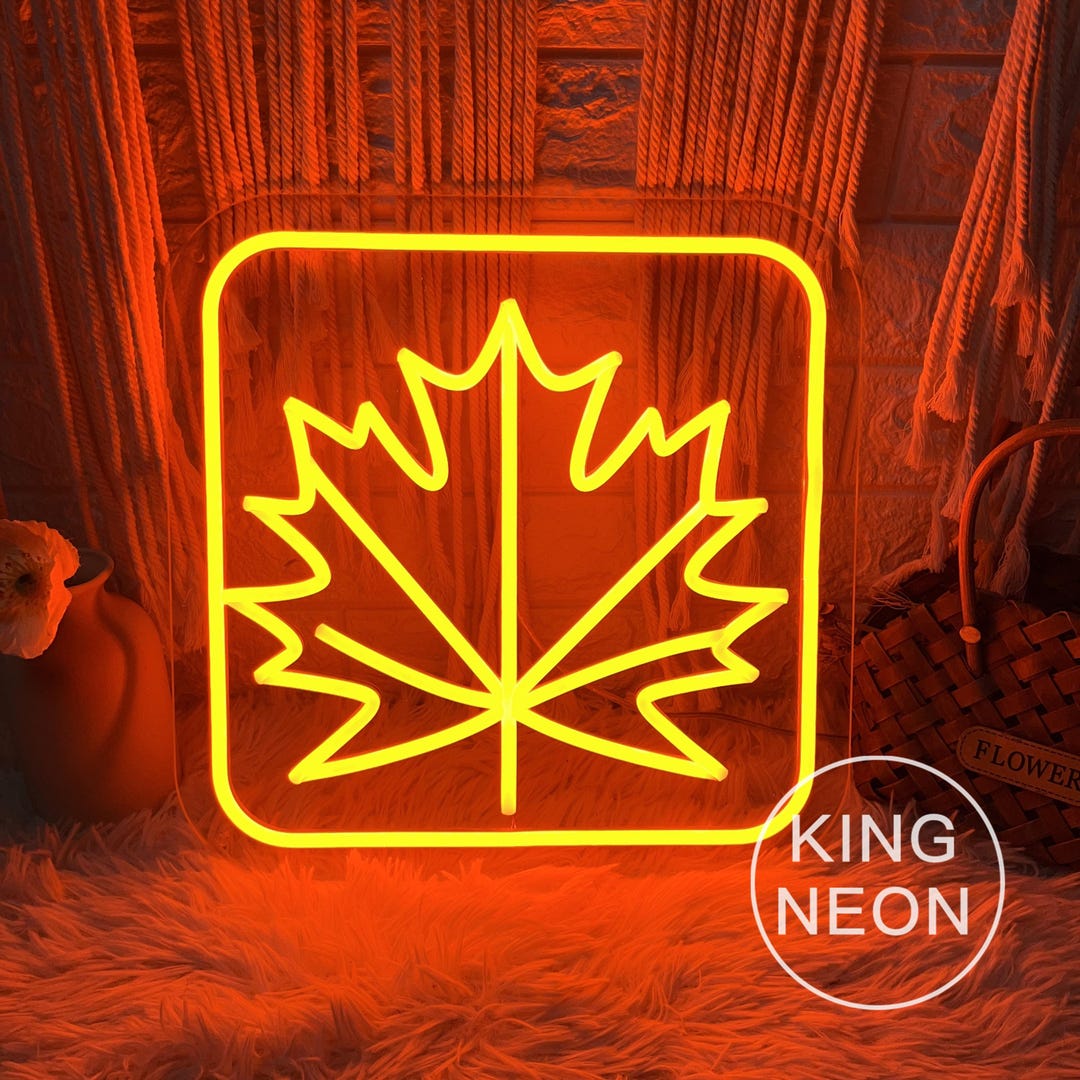 Maple Leaf LED Neon Sign, Custom Leaves Fall Autumn Home Decor Neon ...