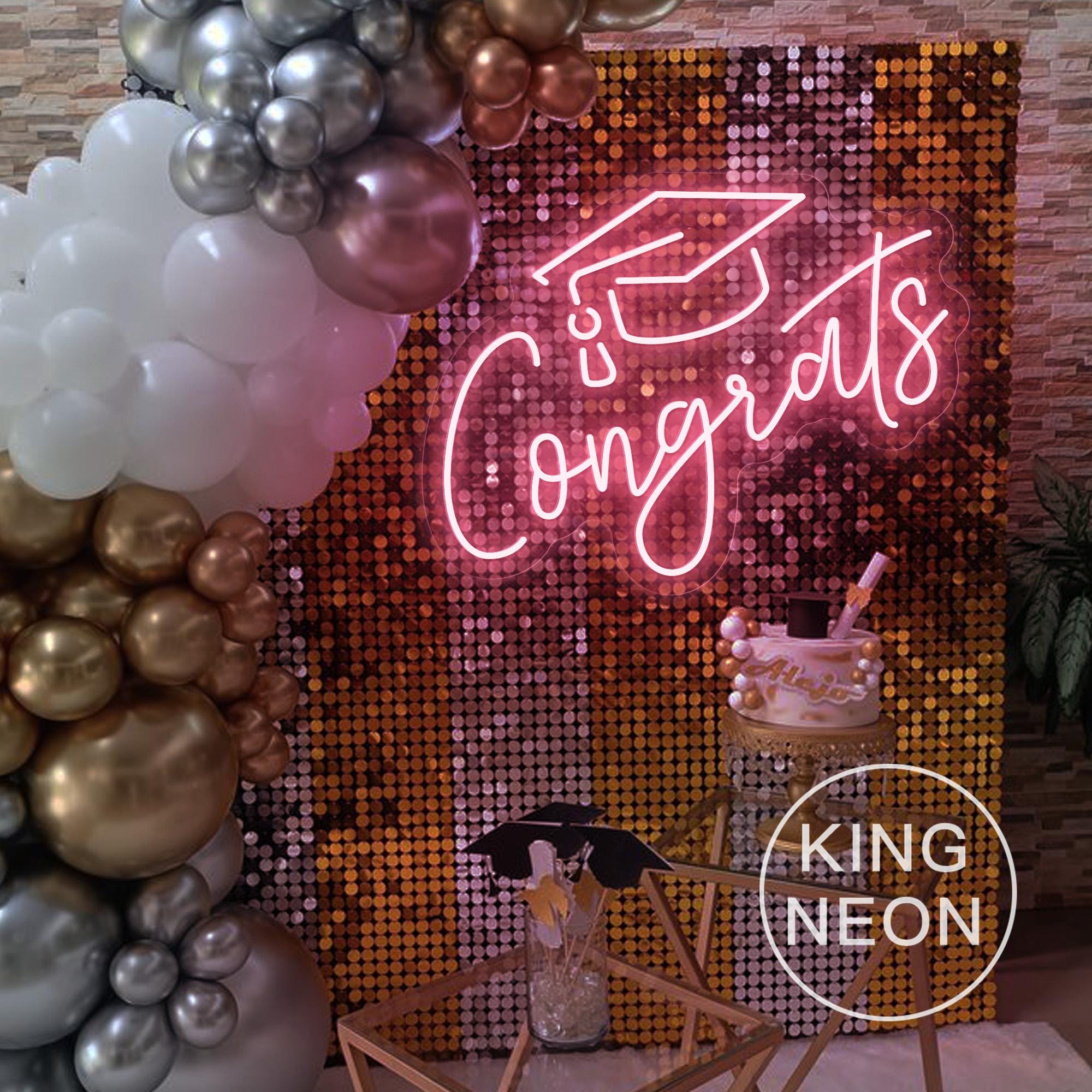 Congrats Neon Sign for Custom Graduation Party, College Congrats Grad ...