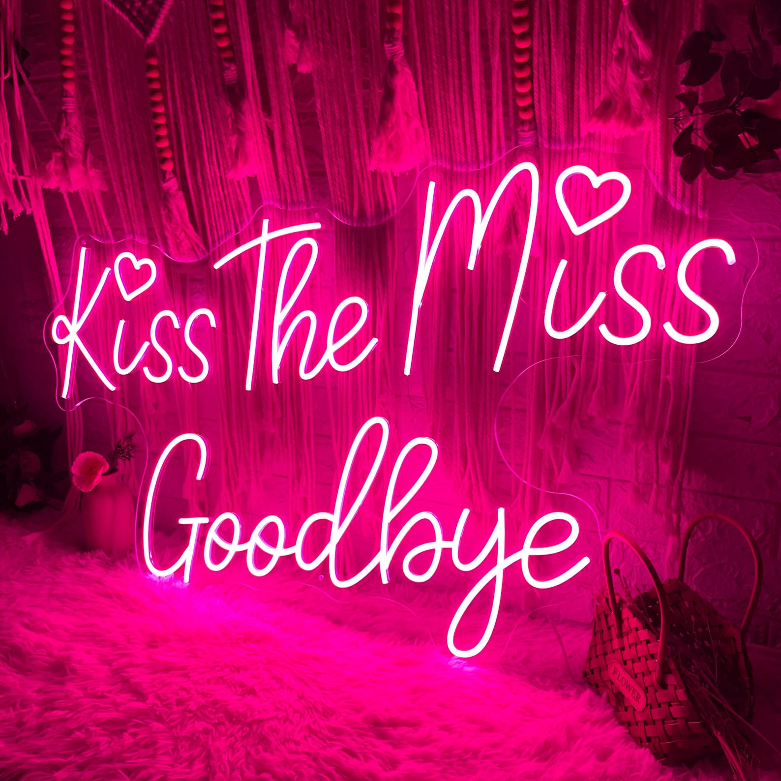 Kiss the Miss Goodbye Neon Sign, Custom Bridal Shower Party LED Neon ...