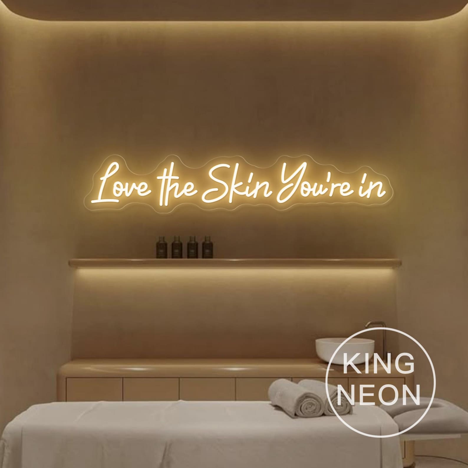 Love the Skin You're in Neon Sign, Custom Beauty Room LED Neon Light ...