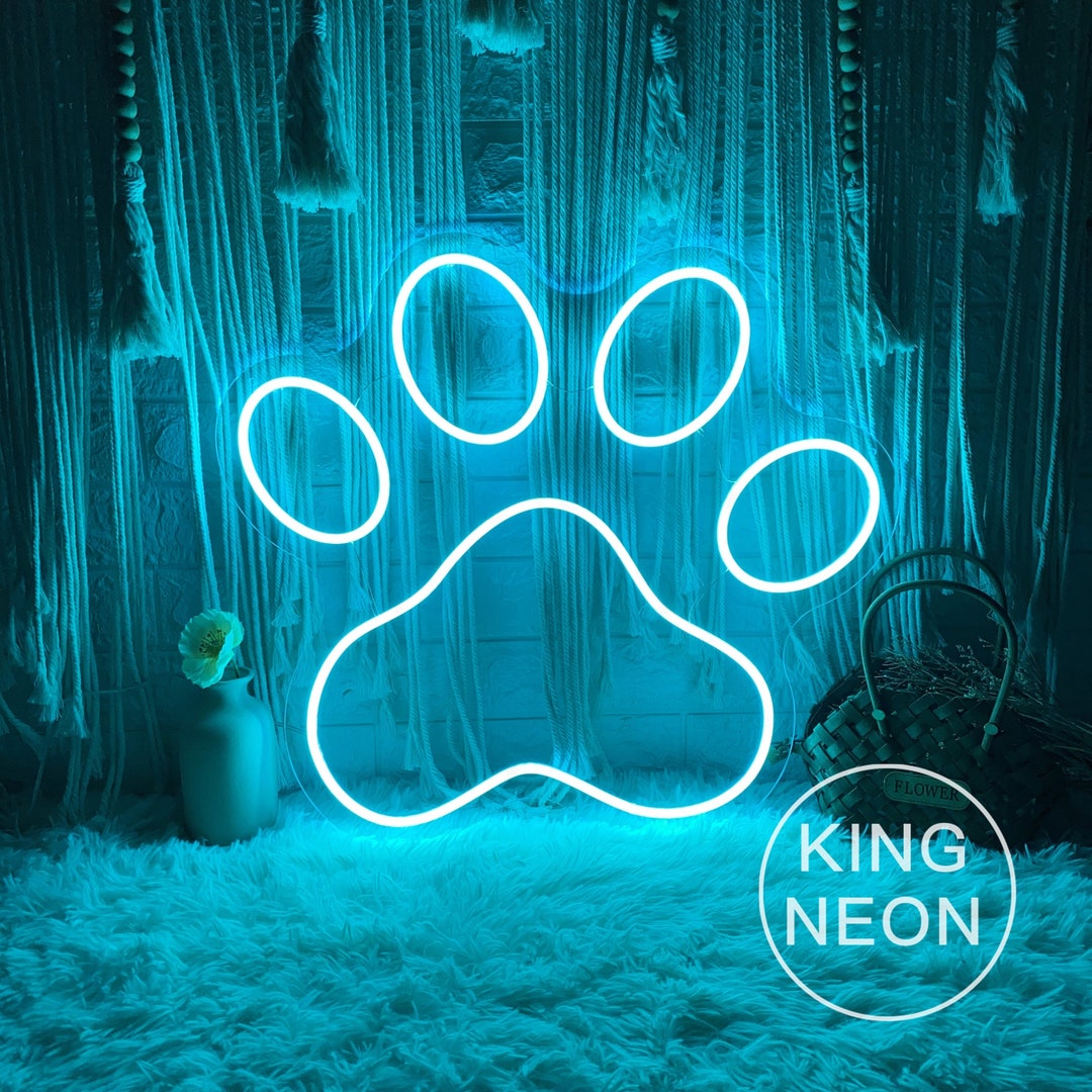 Paw Print Neon Sign, Custom Animal Pet Neon Light Nursery Kid Room ...