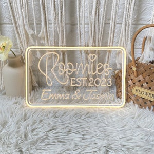 Roomies Neon Sign,personalized Roomate Name Sign,wall Decor for College ...