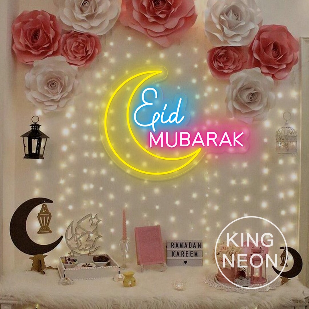 Eid Mubarak Neon Sign, Custom Ramadan Kareem Moon LED Neon Light ...