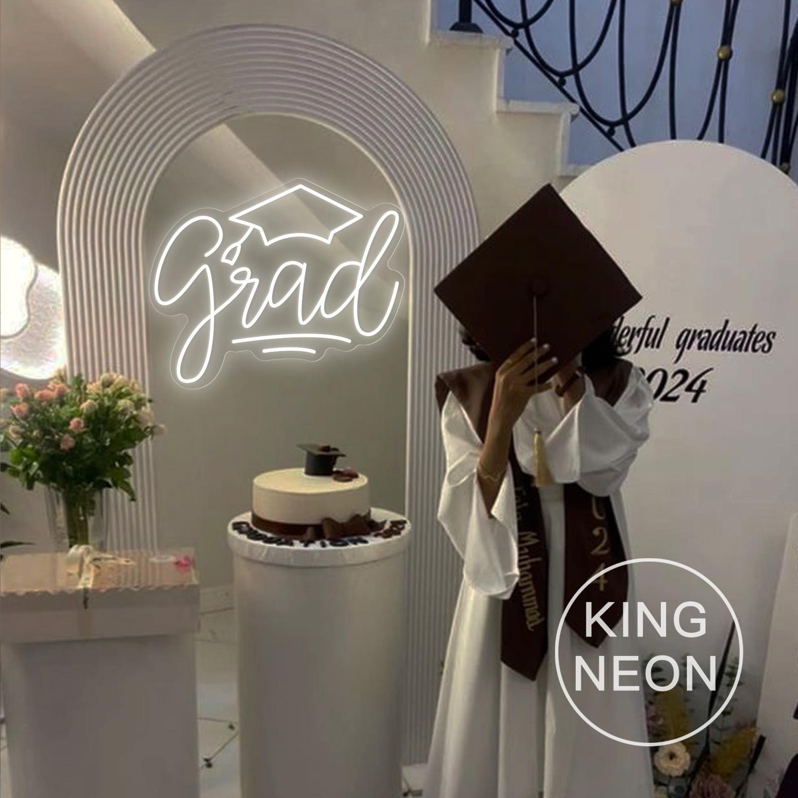 Grad Cap Neon Sign for Graduation Party, College Congrats Grad Neon ...
