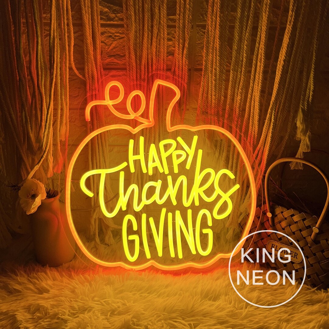 Happy Thanksgiving Pumpkin Neon Sign, Custom Thanksgiving Fall Home ...