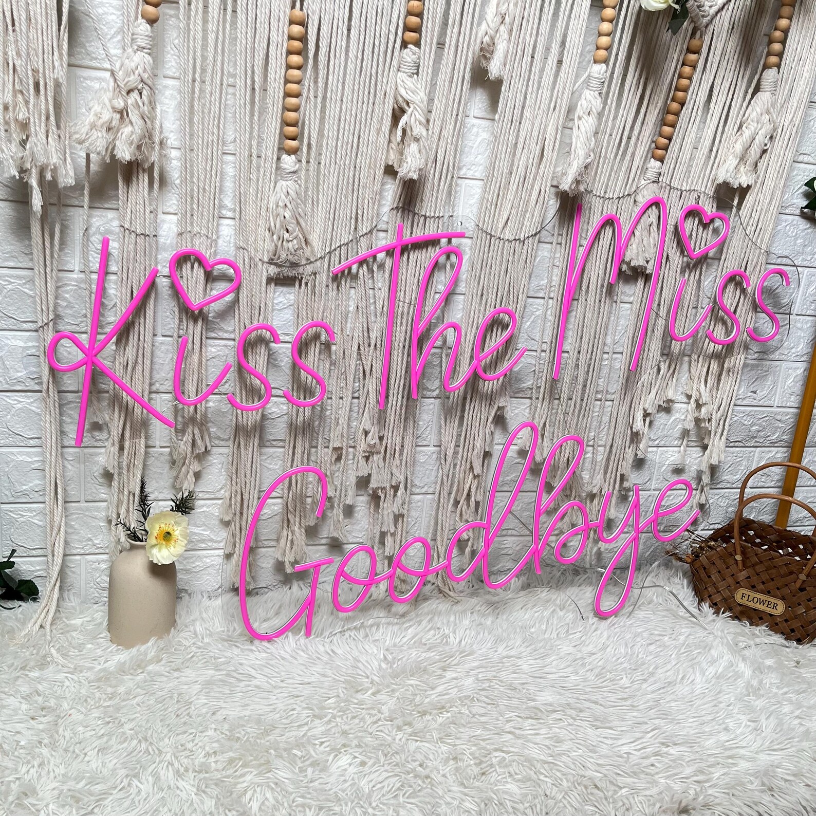 Kiss the Miss Goodbye Neon Sign, Custom Bridal Shower Party LED Neon ...