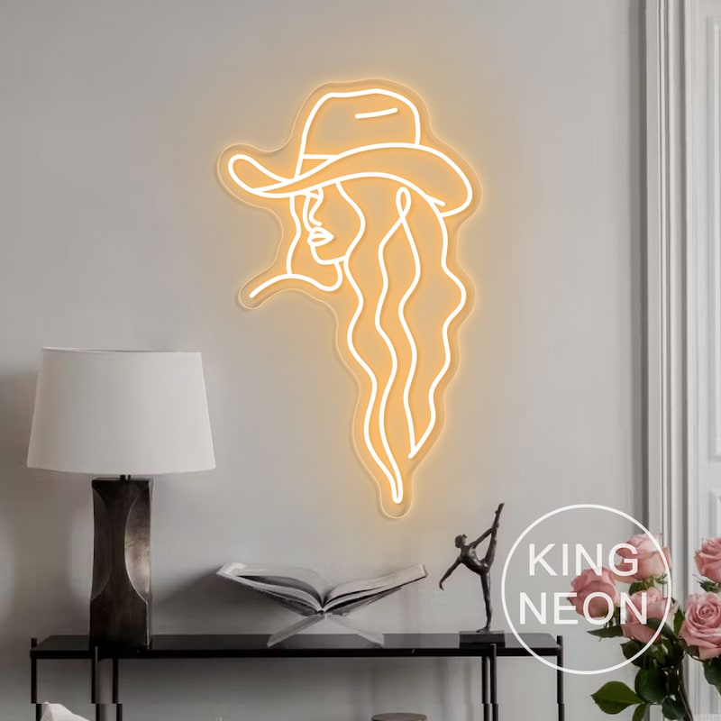Wall Led Light Cowgirl - Etsy
