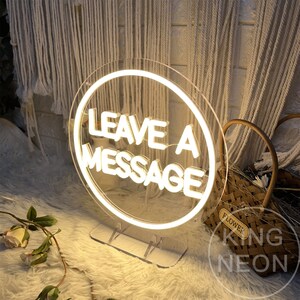 Leave A Message Neon Sign, Custom Audio Guestbook Table Neon Wedding ...