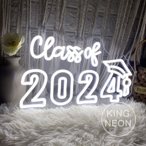 Class of 2024 Hat LED Neon Sign, Custom Grad Prom Party Backdrop Decor ...