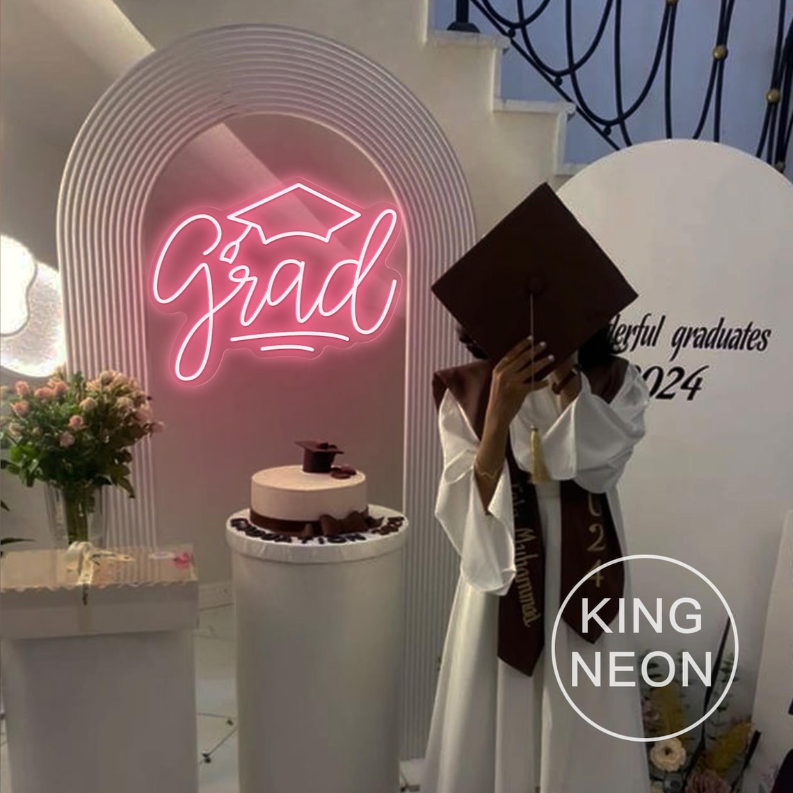 Grad Cap Neon Sign for Graduation Party, College Congrats Grad Neon ...