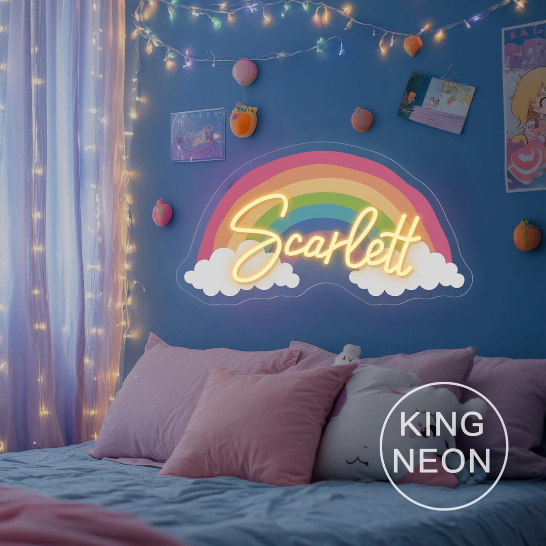 Custom Rainbow Name Neon Sign, Personalized Kid's Room Girl Bedroom LED ...