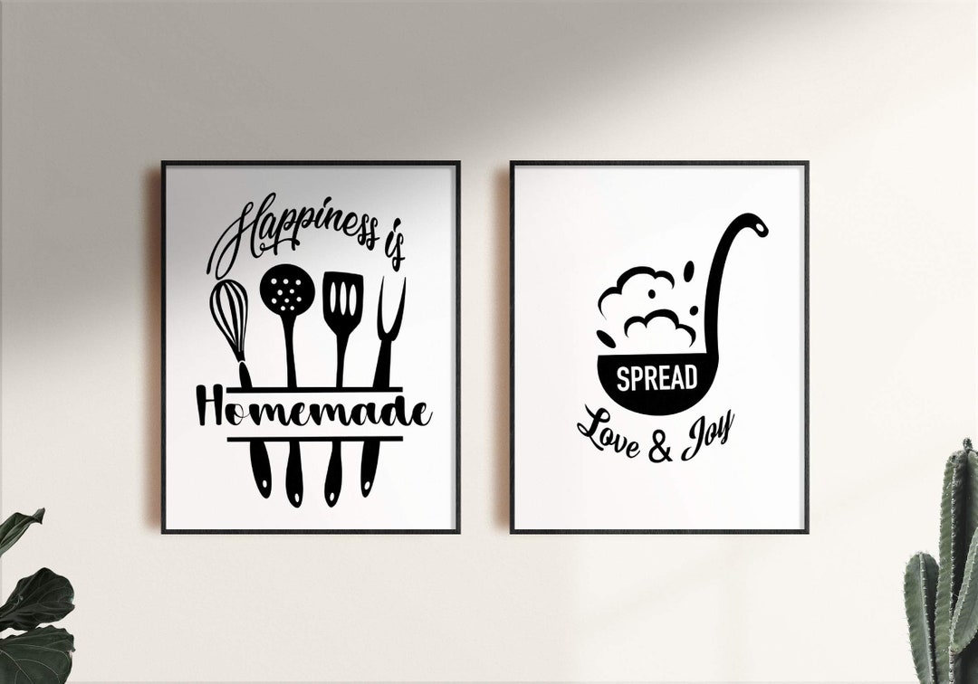 Set of 2 Drawing Printable Kitchen Decor ,kitchen Wall Art, Dining Room ...