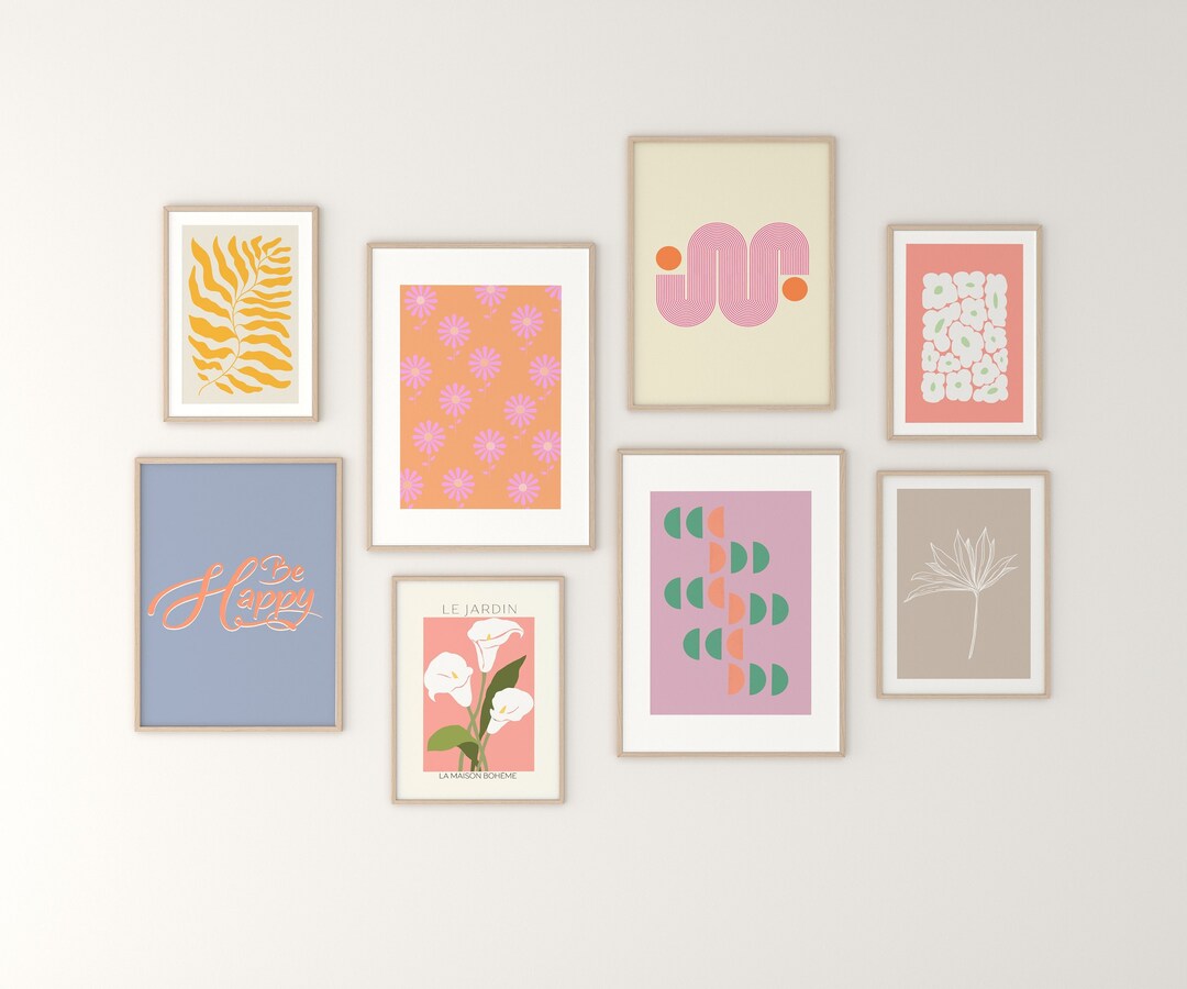 Danish Pastel Aesthetic Wall Collage Kit , Danish Pastel Room Decor , Aesthetic Collage Kit ...