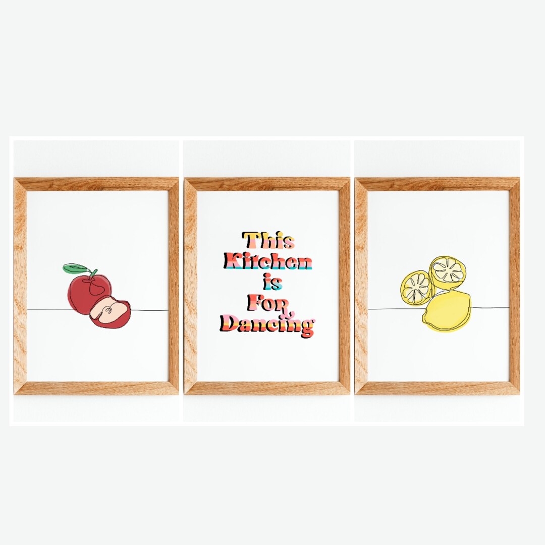 Set of 3 Line Drawing Printable Kitchen Decor ,kitchen Wall Art, Dining ...