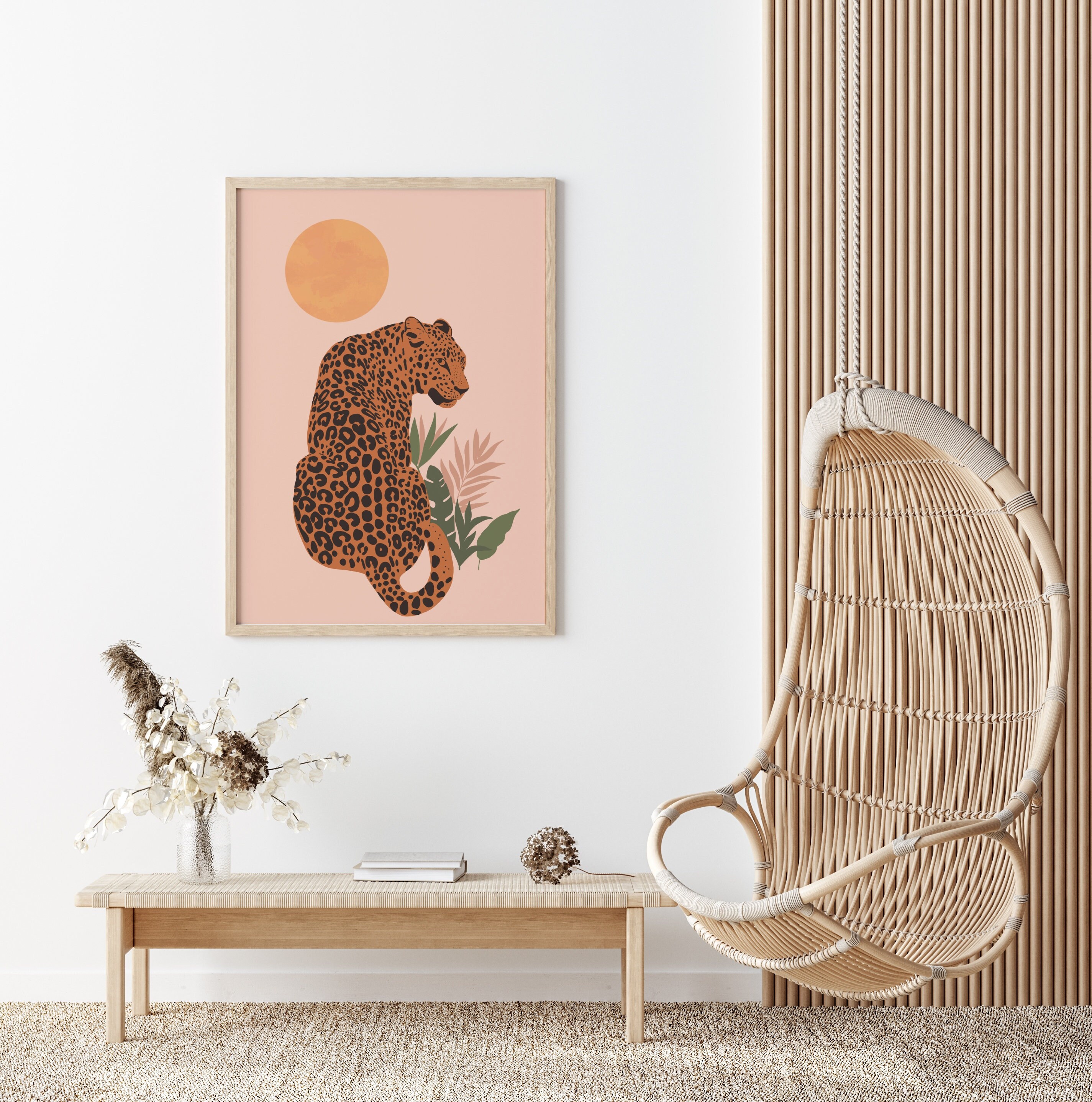 Leopard Printable Wall Decor Boho Leopard Mid Century Frame | Etsy