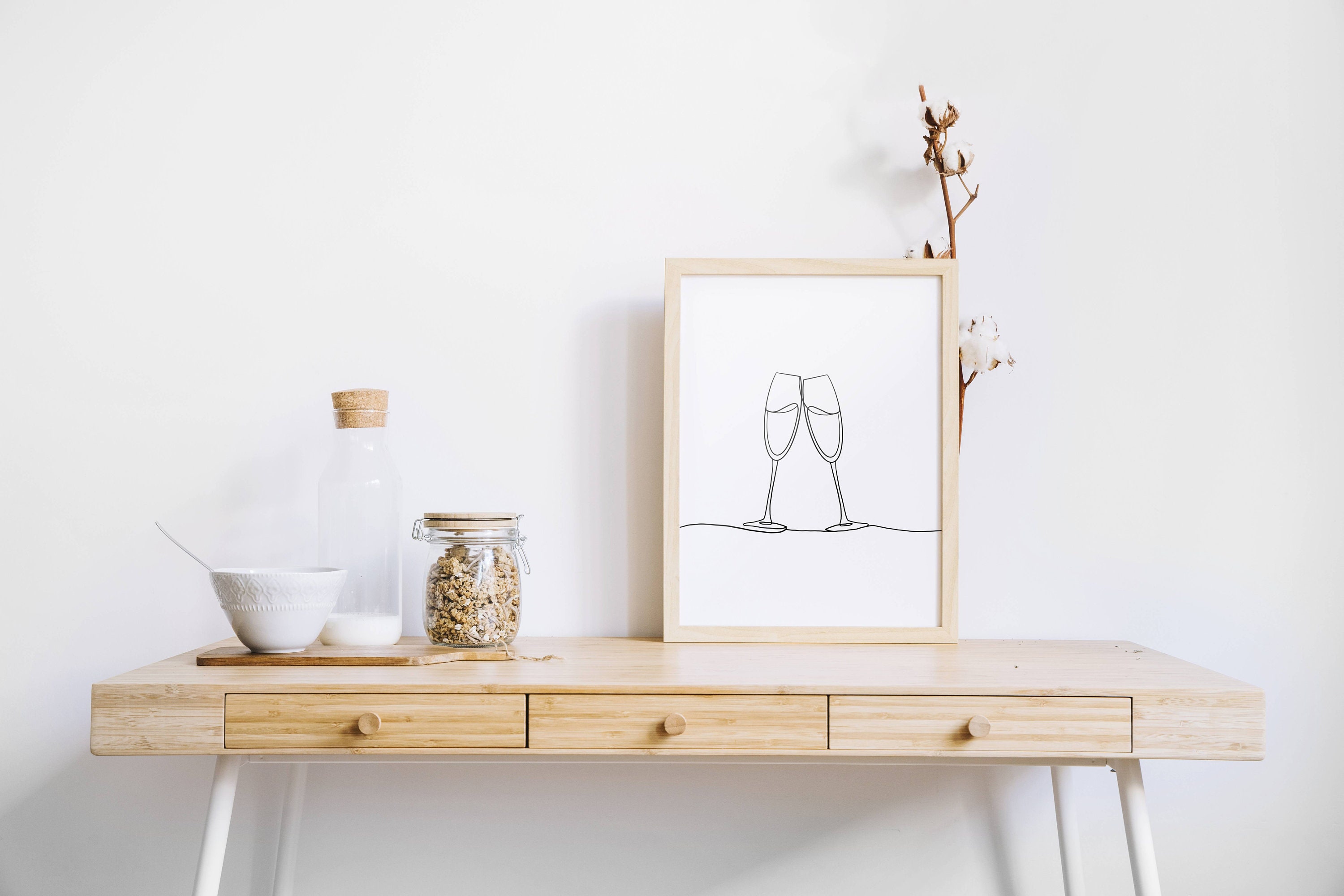 Kitchen Wall Print Set of 3 Line Drawing Poster Kitchen Wall - Etsy